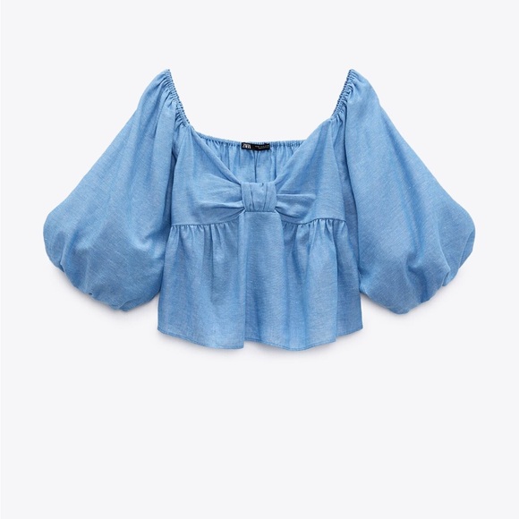 Zara | Tops | Zara Linen Blend Knotted Off Shoulder Top | Poshmark